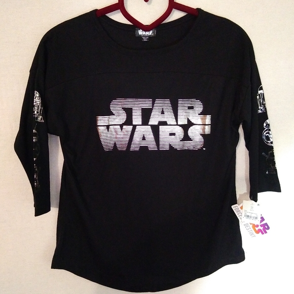 Star Wars | Shirts & Tops | Star Wars 34 Sleeve Metallic Logo Top ...
